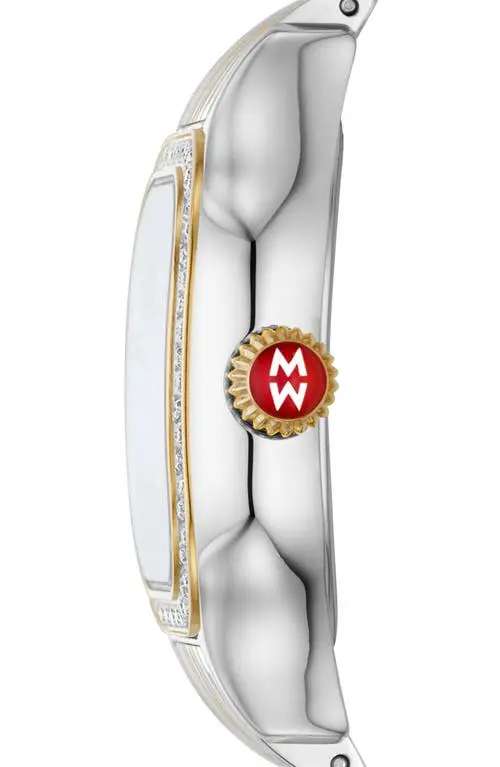 Michele Meggie Diamond Dial Link Bracelet Watch - 2t Gold
