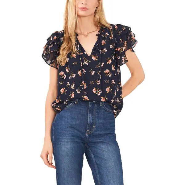 1.State Flutter Sleeve Top
