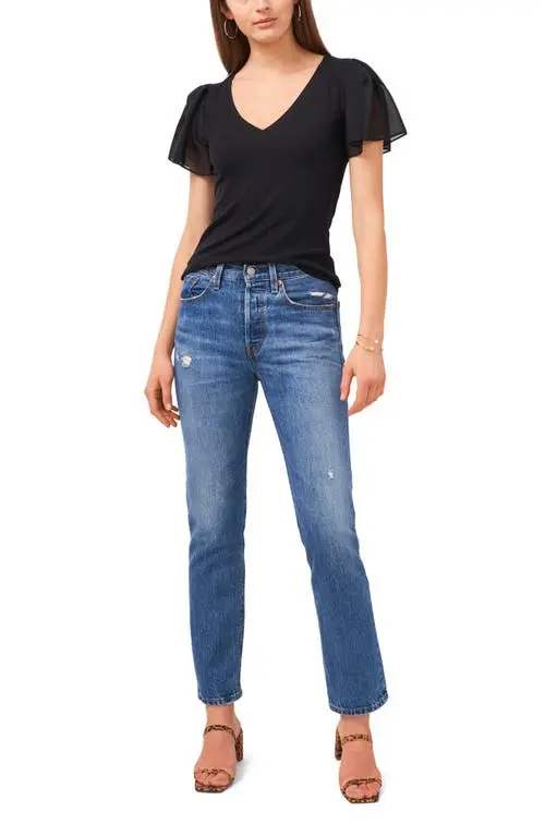1.State Flutter Sleeve Rib Knit T-shirt