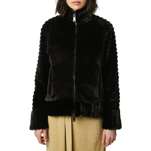 Bernardo Textured Faux Fur Jacket