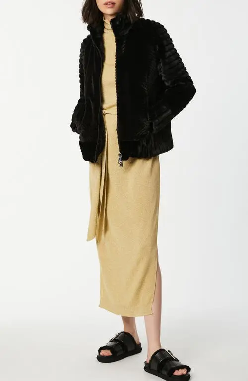 Bernardo Textured Faux Fur Jacket