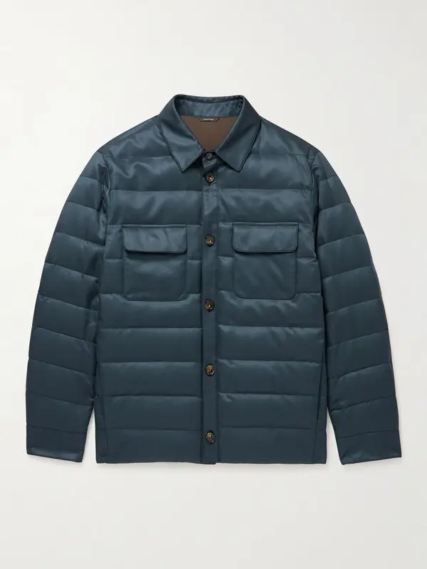 Loro Piana Quilted Silk-twill Down Overshirt
