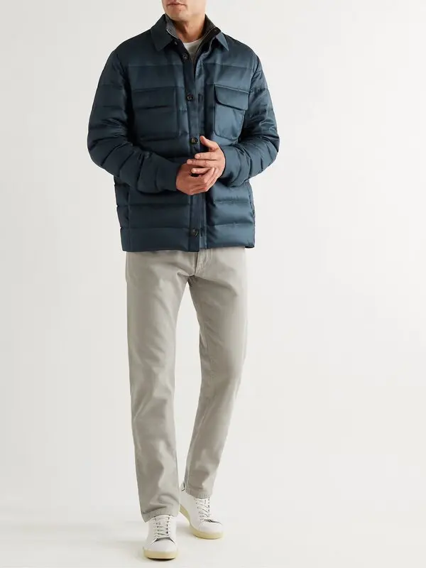 Loro Piana Quilted Silk-twill Down Overshirt