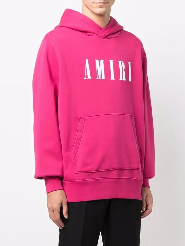 Amiri Logo-print Long-sleeve Hoodie - Pink | Editorialist