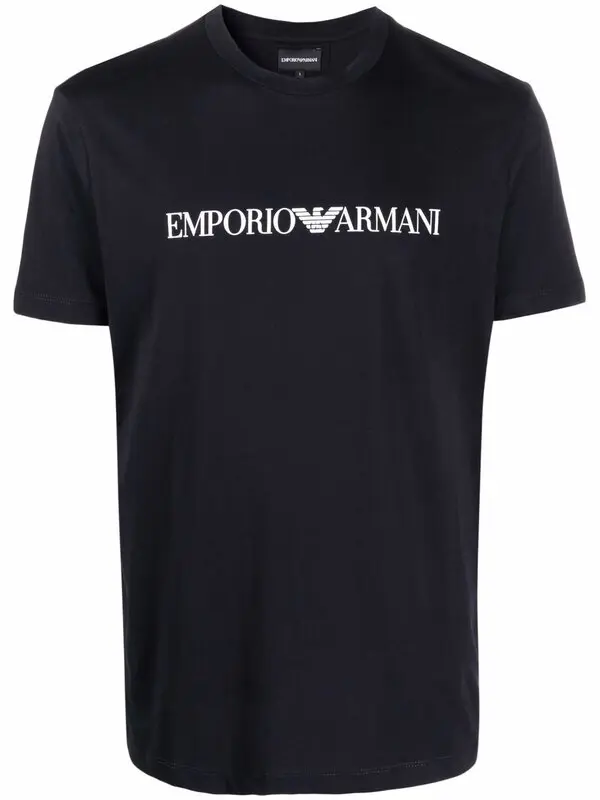 Emporio Armani Logo-Print T-Shirt - Blue - 14% Off