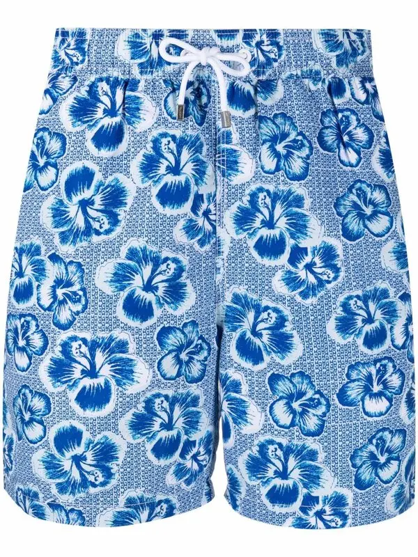HACKETT Floral-print Drawstring-waist Swim Shorts - Blue