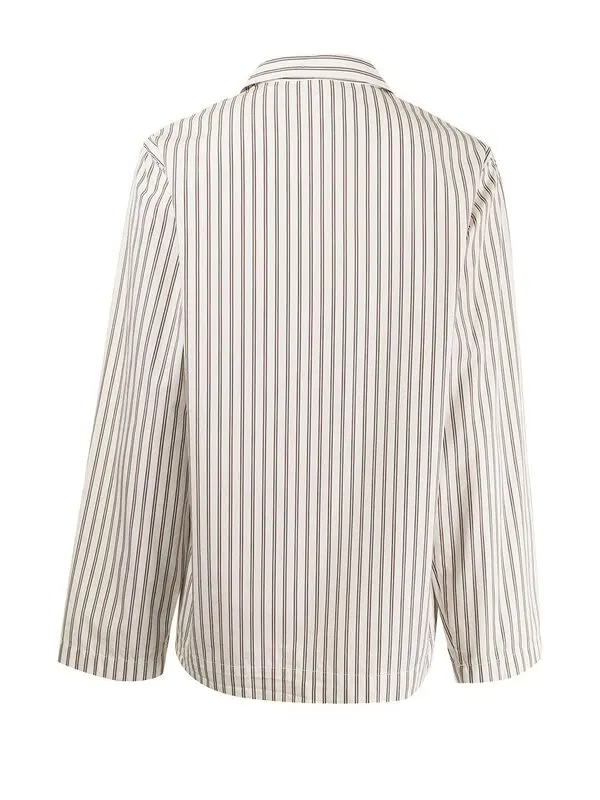 TEKLA Striped Poplin Pajama Shirt - White