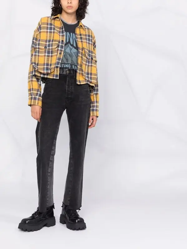 R13 Plaid-check Cropped Shirt