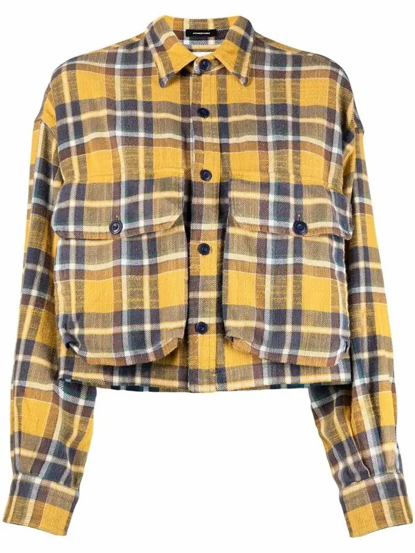 R13 Plaid-check Cropped Shirt