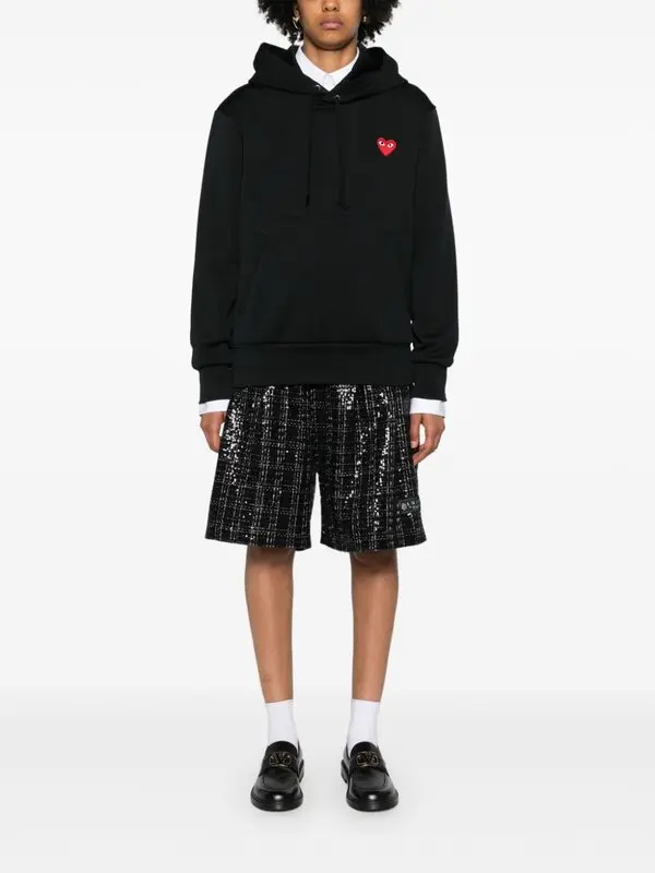 Play Comme Des Garcon Heart-print Pullover Hoodie - Black