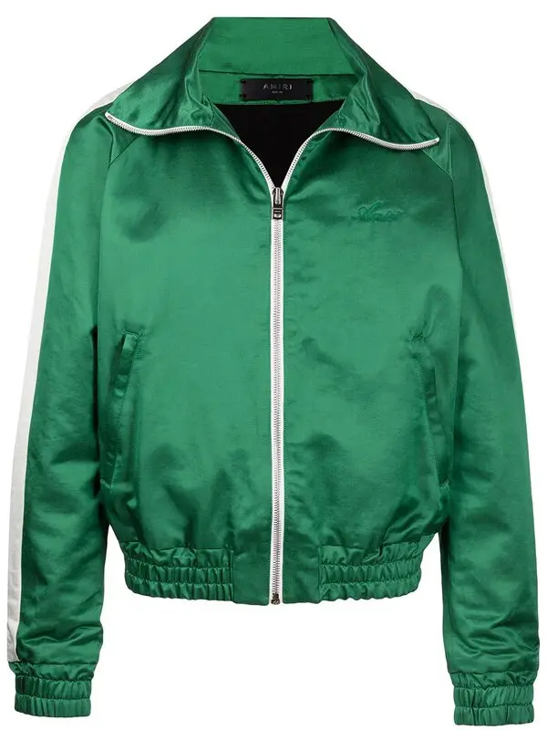 Amiri Satin Zipped Track Jacket - Green
