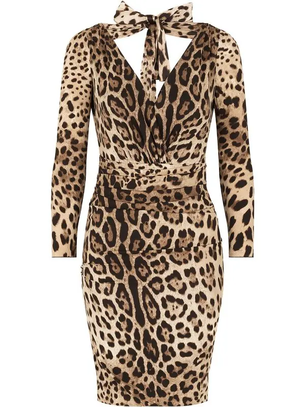 Dolce & Gabbana Leopard-print Mini Dress - Neutrals
