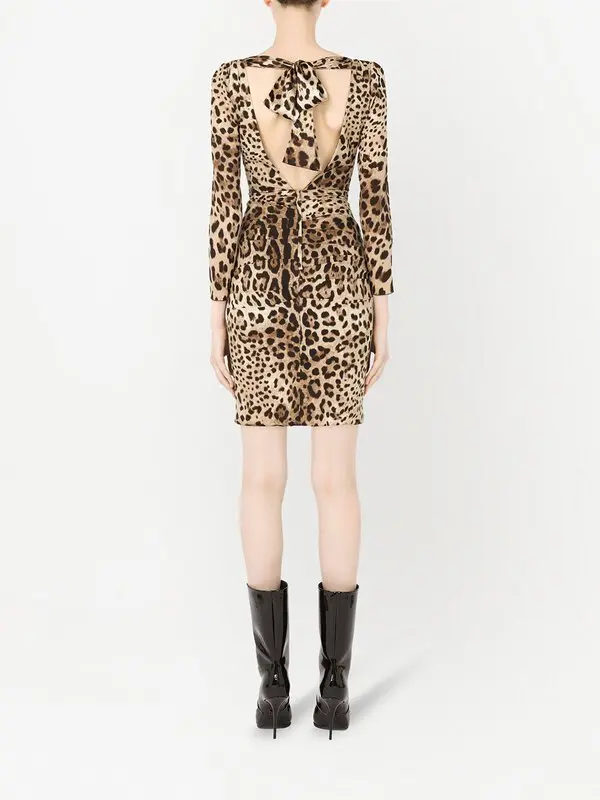 Dolce & Gabbana Leopard-print Mini Dress - Neutrals