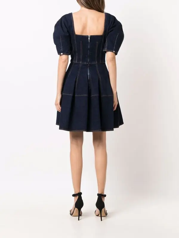 Alexander Mcqueen Cocoon-Sleeve Denim Dress - Blue | Editorialist