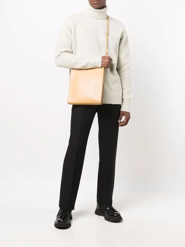 JIL SANDER Tangle Embossed-logo Leather Bag - Neutrals