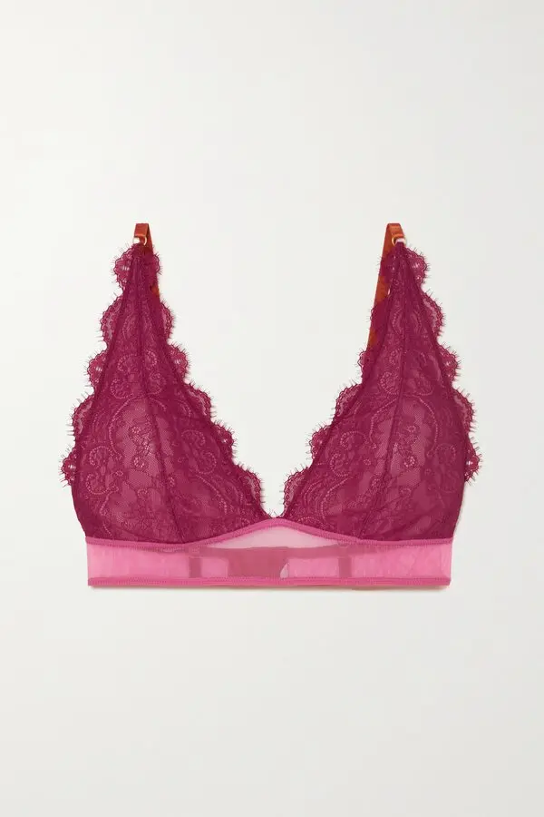 DORA LARSEN Kiran Lace And Stretch-tulle Soft-cup Triangle Bra