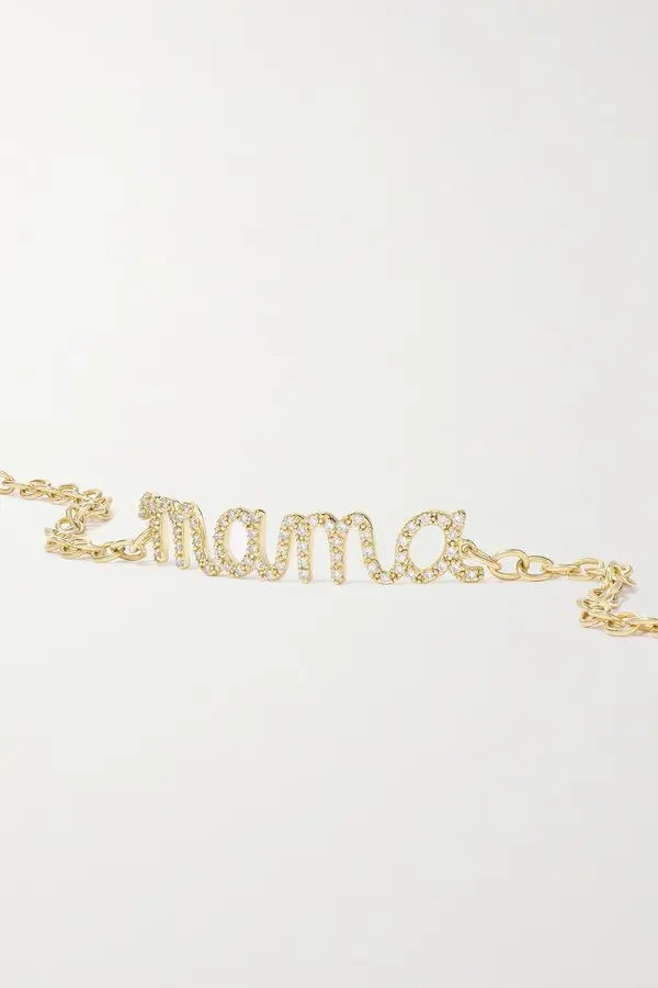 SYDNEY EVAN Large Mama Script 14-karat Diamond Bracelet