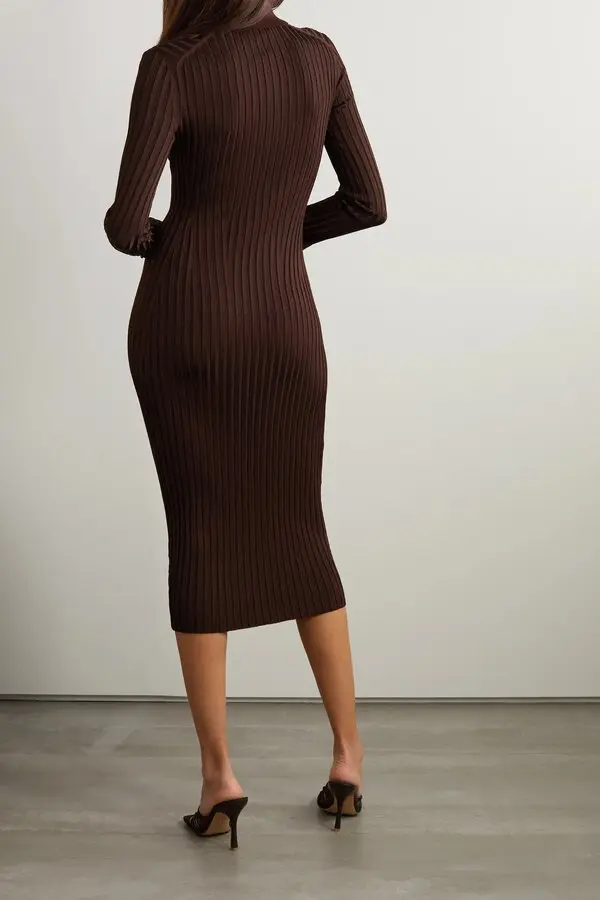 Galvan Rhea Ribbed-knit Midi Dress