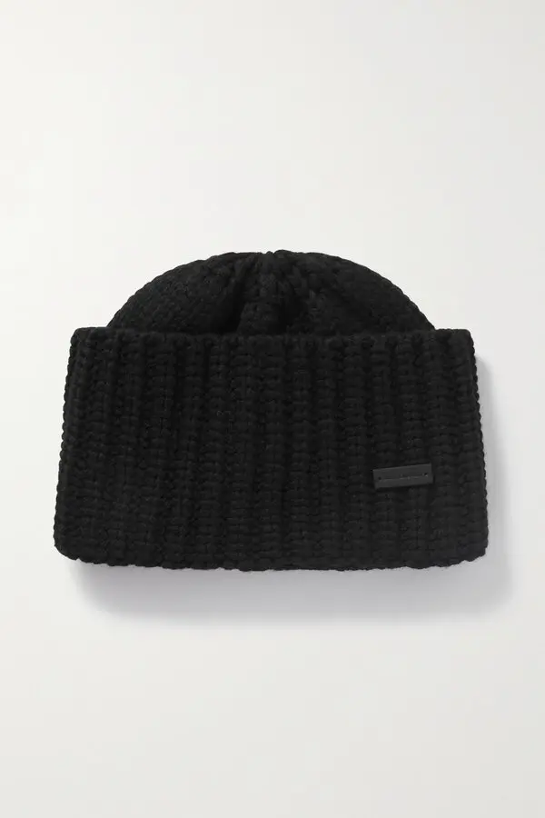 Saint Laurent Ribbed Cashmere Beanie - Black