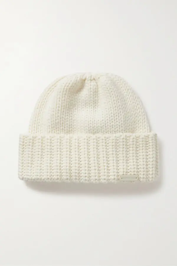 Saint Laurent Ribbed Cashmere Beanie - Off-white