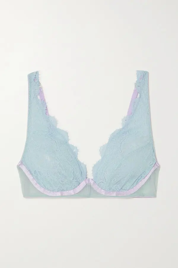 DORA LARSEN Lauren Satin-trimmed Lace And Stretch-tulle Underwired Bra