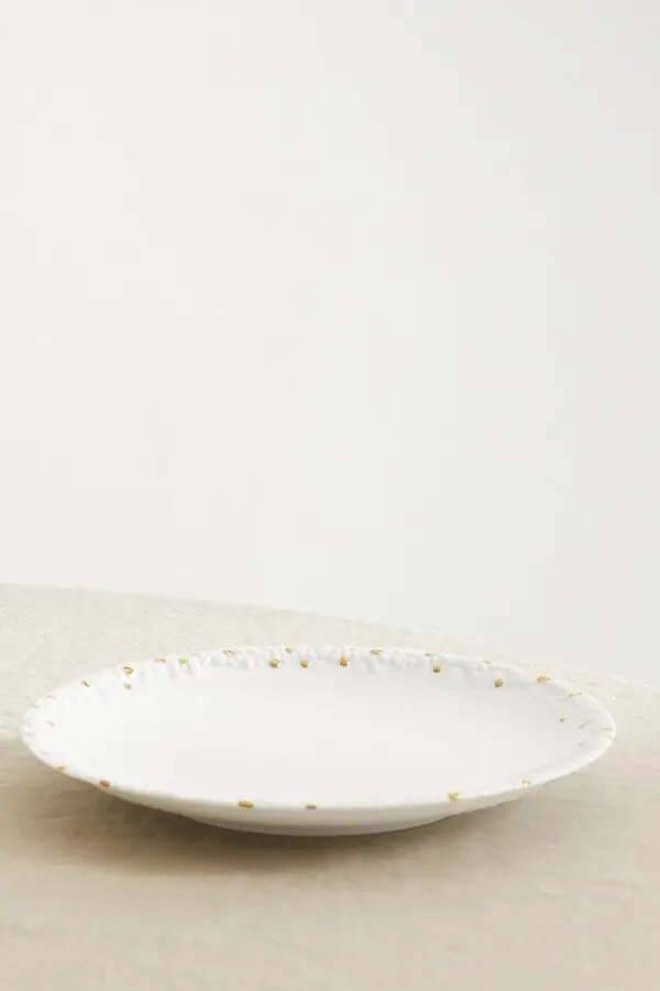 L'Objet Haas Brothers Mojave 27cm Gold-plated Porcelain Dinner Plate - White