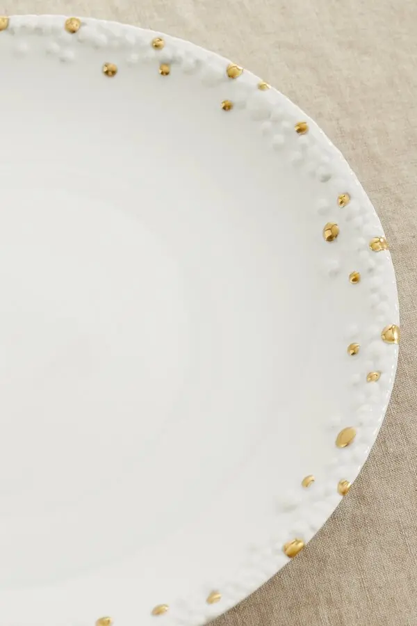 L'Objet Haas Brothers Mojave 27cm Gold-plated Porcelain Dinner Plate - White