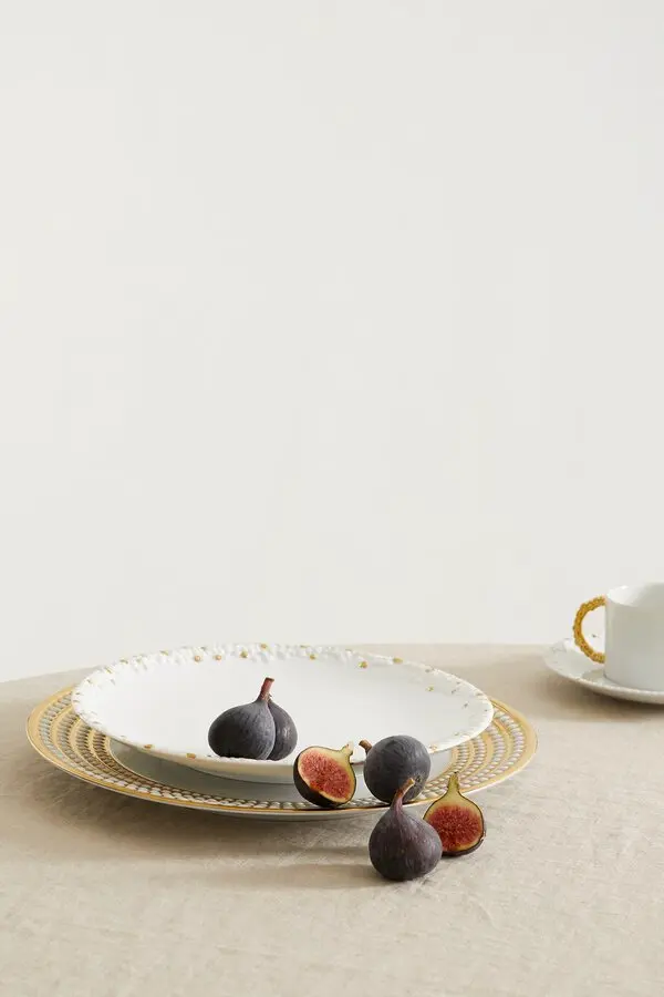 L'Objet Haas Brothers Mojave 27cm Gold-plated Porcelain Dinner Plate - White