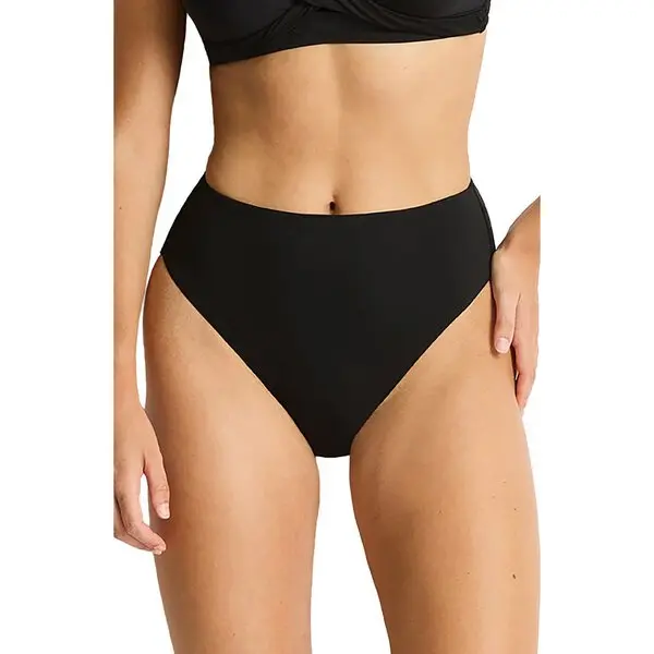 SEA LEVEL Retro High Waisted Bikini Bottom - Black