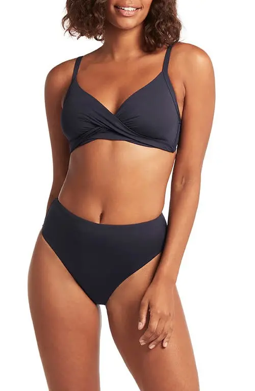 SEA LEVEL Retro High Waisted Bikini Bottom - Night Sky