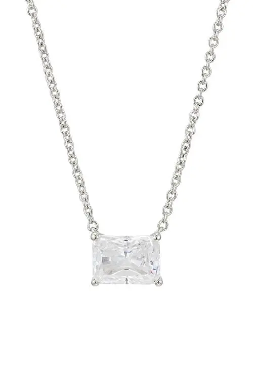 Nadri Emerald Cut Zirconia Pendant Necklace - Rhodium