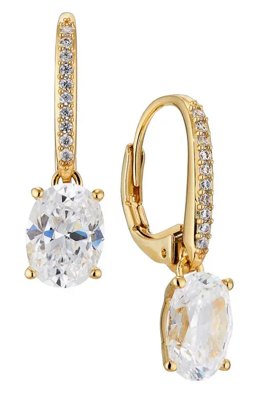 Nadri Oval Cubic Zirconia Drop Earrings - Gold