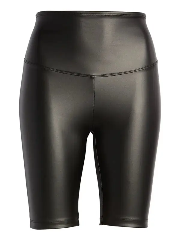 Yummie High Waist Faux Leather Bike Shorts