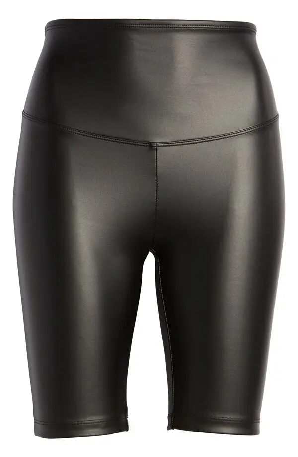 Yummie High Waist Faux Leather Bike Shorts