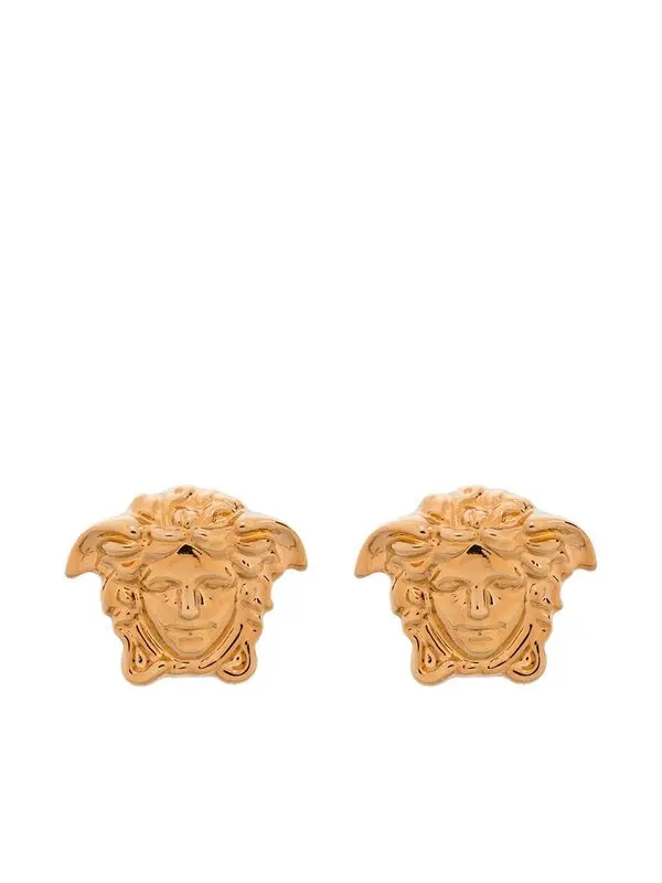 Versace Medusa Stud Earrings In Gold - 10% Off | Editorialist