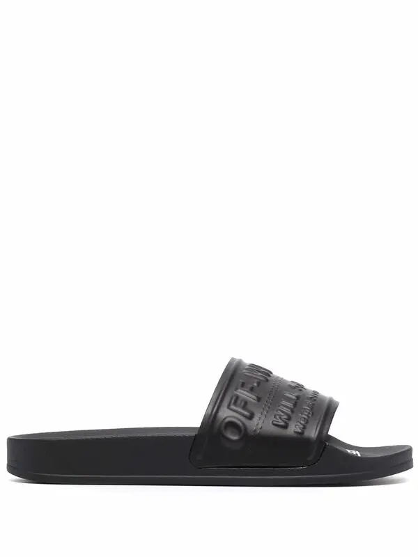 Off-White Embossed Logo Pool Slides