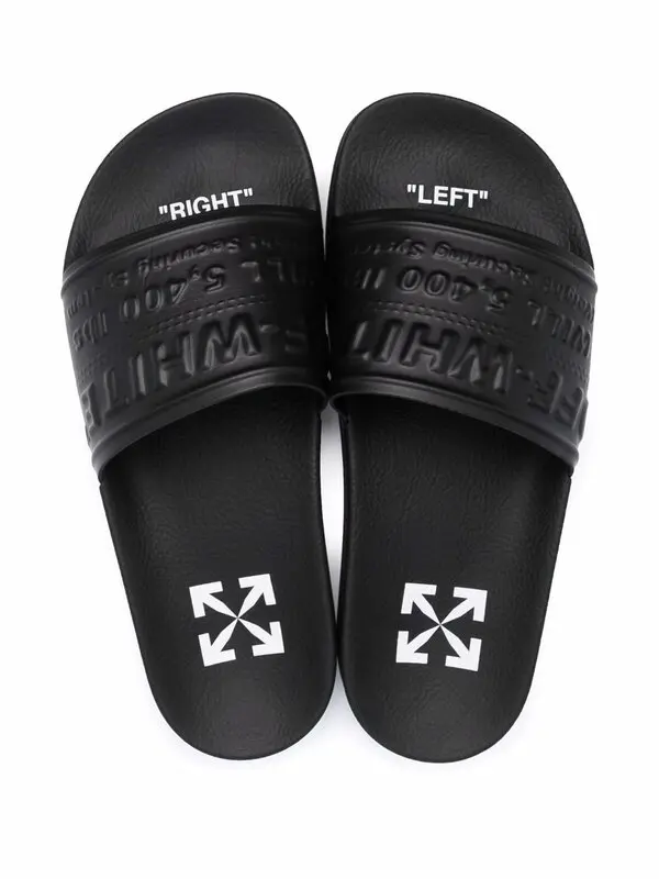 Off-White Embossed Logo Pool Slides