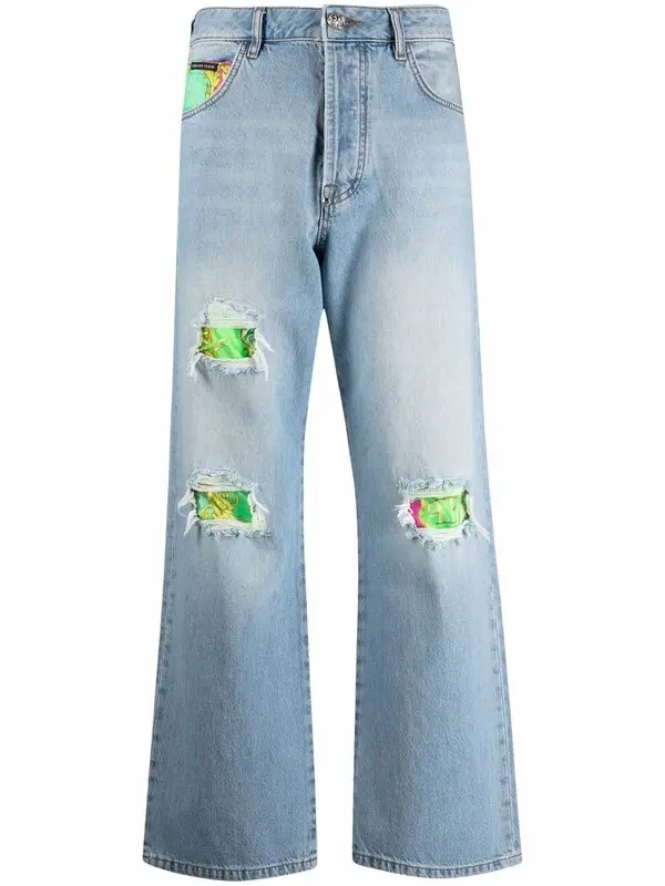 Philipp Plein Distressed Cropped Jeans