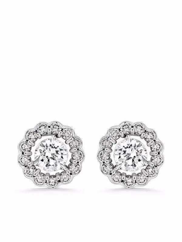 DAVID MORRIS 18kt White Gold Diamond Stud Earrings - Silver