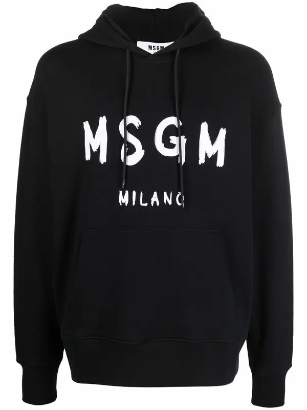 MSGM Logo Print Hoodie - Black