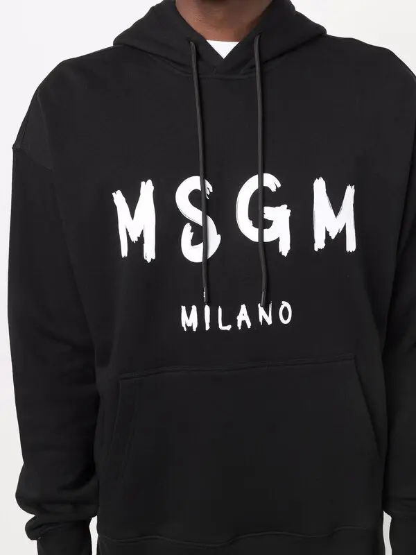 MSGM Logo Print Hoodie - Black