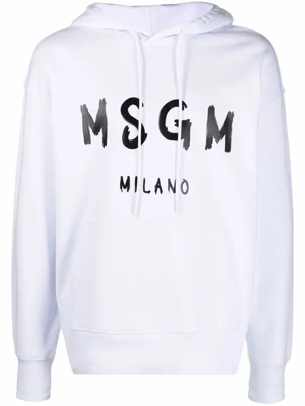MSGM Logo-print Pullover Hoodie - White