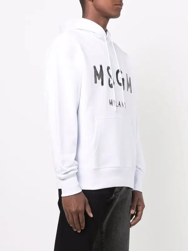 MSGM Logo Print Hoodie - White