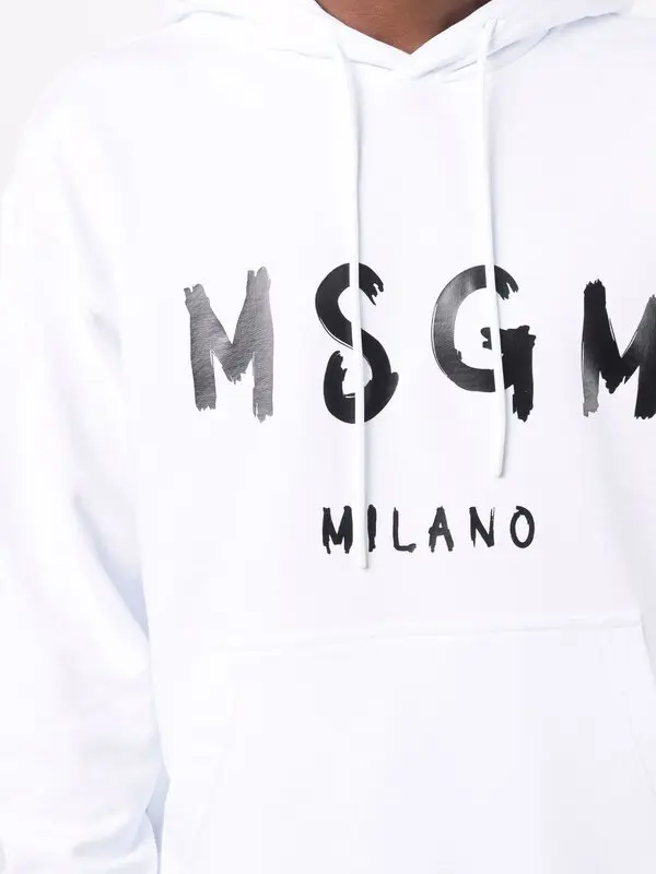 MSGM Logo Print Hoodie - White