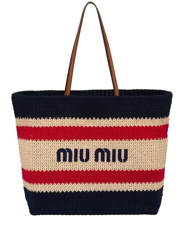 Miu Miu Logo-print Tote Bag - Neutrals