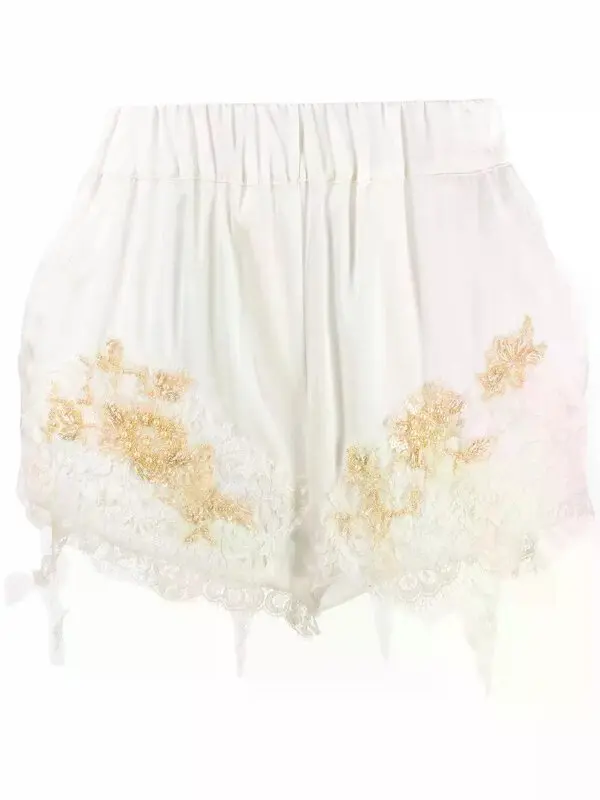 ALMAZ Lace Trim Mini Shorts - White