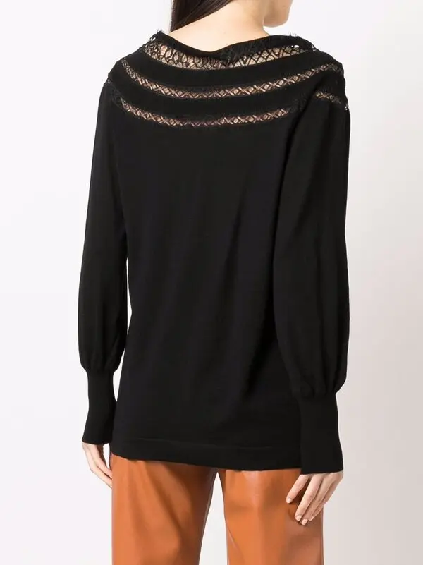 Alberta Ferretti Mesh-insert Knitted Top