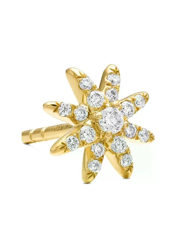 David Yurman 18kt Yellow Petite Starburst Diamond Stud Earrings - Gold