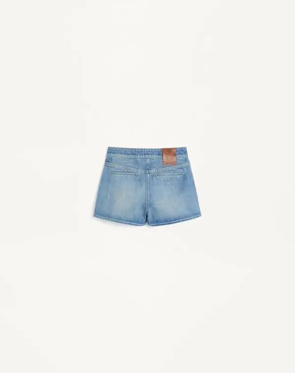 Valentino Garavani Denim Shorts With Floral Pocket Detail
