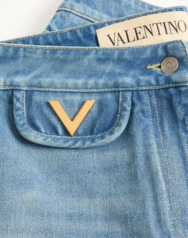 Valentino Garavani Denim Shorts With Floral Pocket Detail